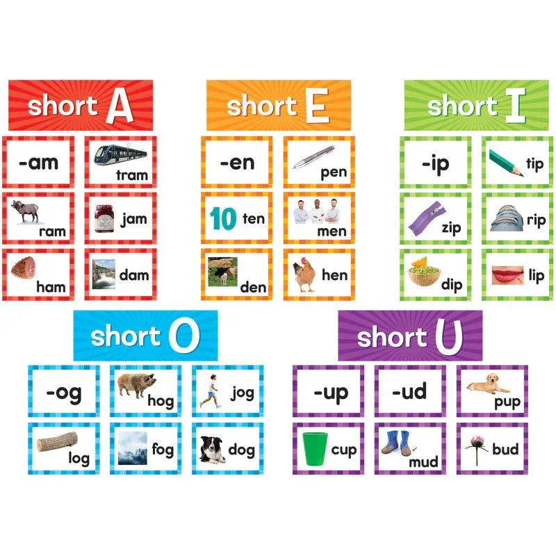 Short Vowels Pocket Chart Cards, 205 Pieces – Gramco School Supplies