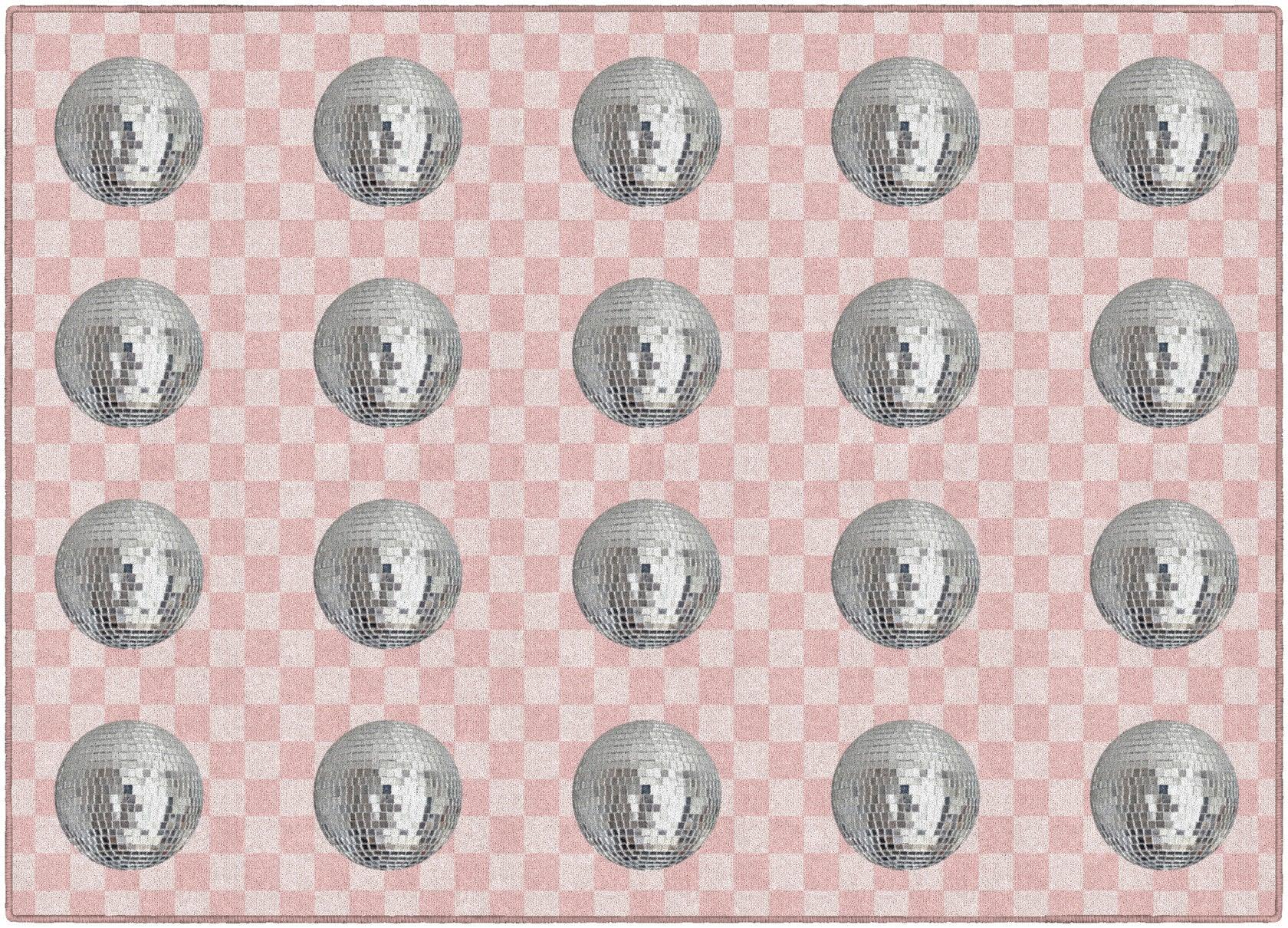 PINK CHECKERBOARD DISCO BALL CRISS CROSS APPLESAUCE RECTANGLE CARPETS ...