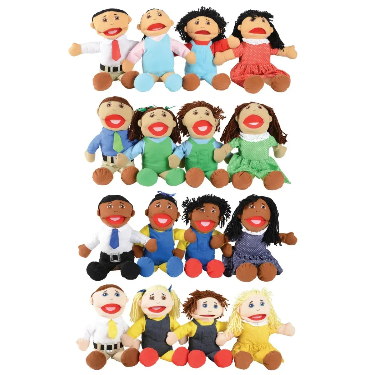 "Full Bodied" Open Mouth Hand Puppets - Set of ALL 4 families - 16 ...