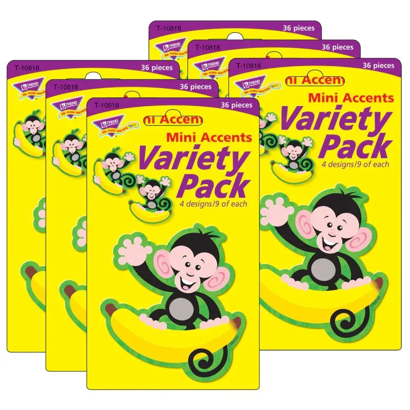 Monkeys and Bananas Mini Accents Variety Pack, 36 Per Pack, 6 Packs ...