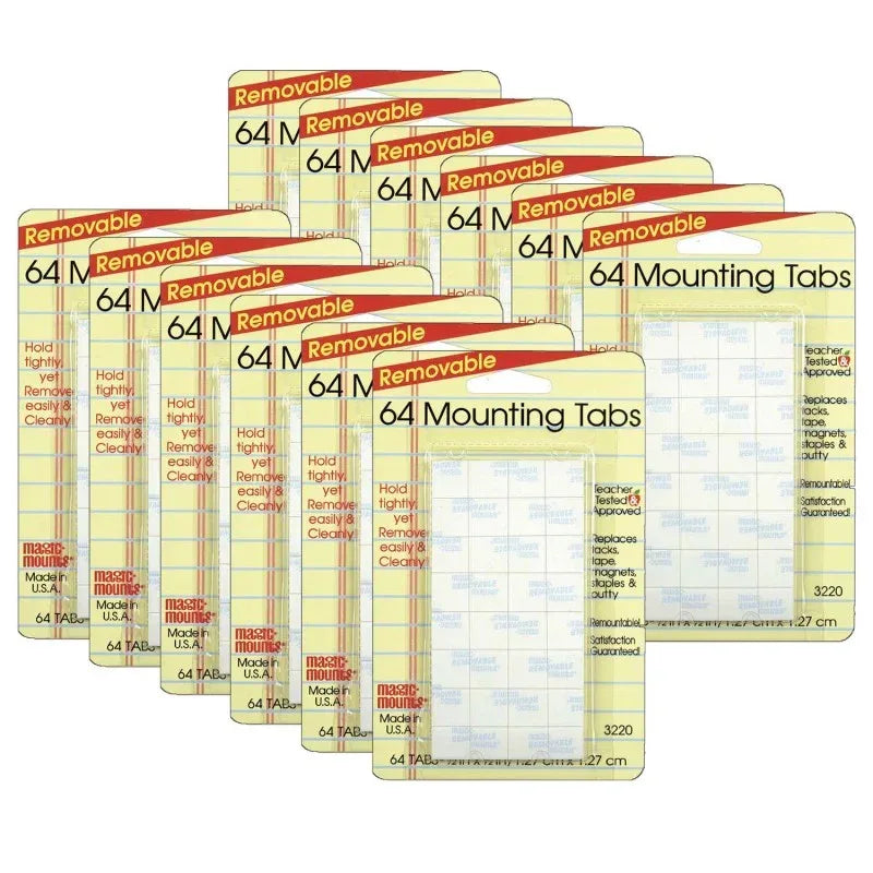 Removable Mounting Tabs, 1/2" x 1/2", 64 Per Pack, 12 Packs – Gramco ...