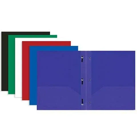 2 Pocket Plastic Portfolio 3 prongs Assorted Colors, (40030) – Gramco ...