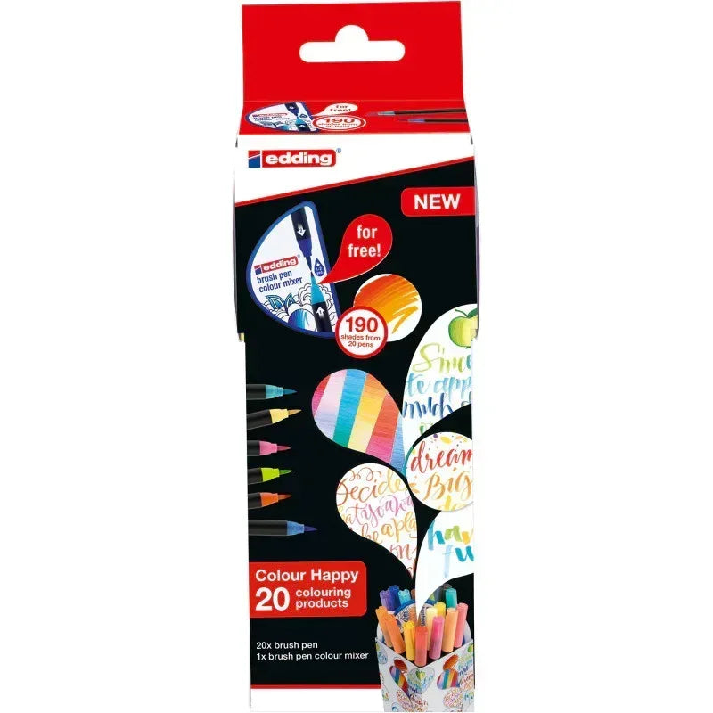 Colour Happy Brush Pen Box, Assorted Colors, Set of 20 – Gramco School ...
