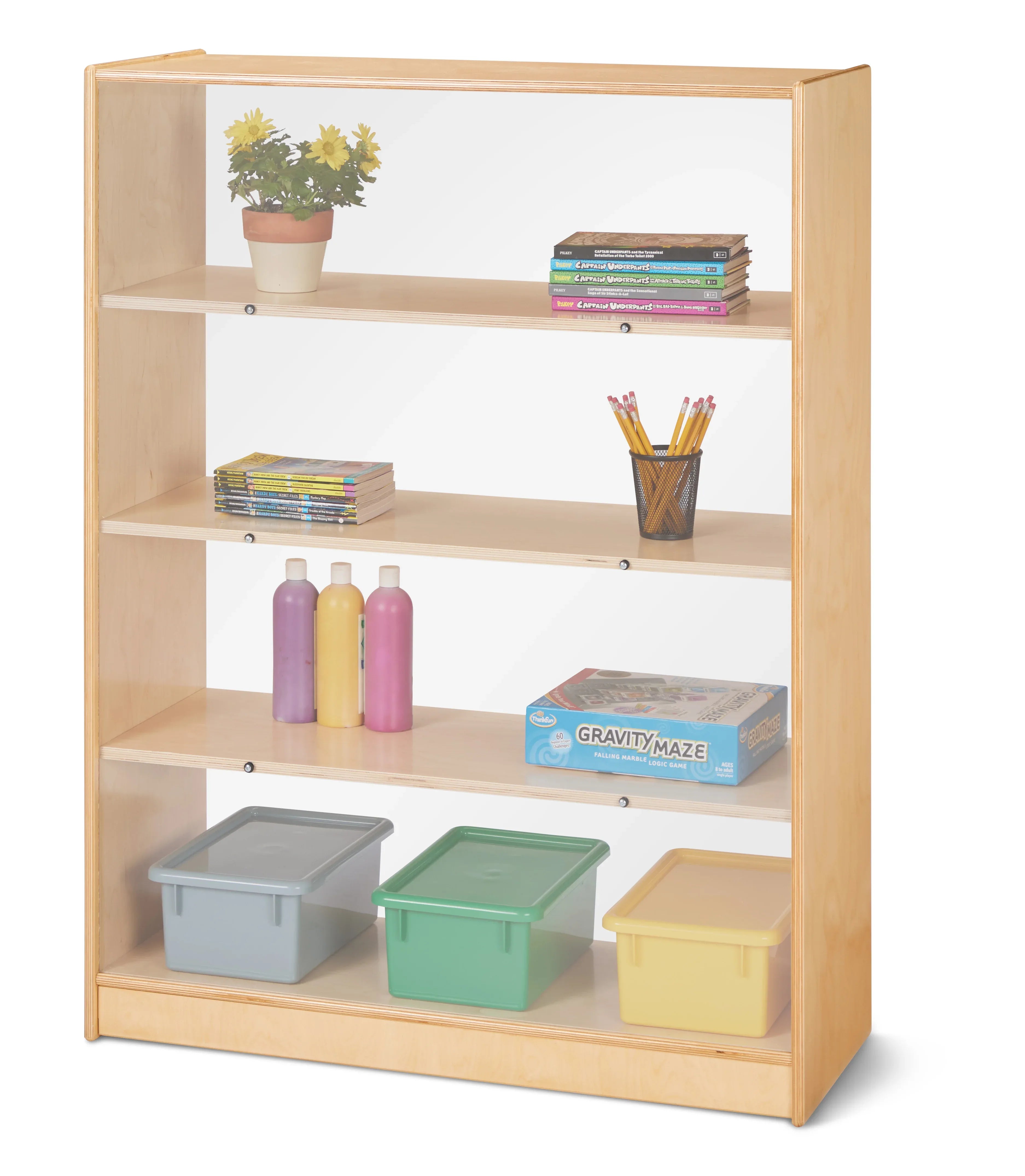 Jonti-Craft® Tall Fixed Straight-Shelf Bookcase - See-Thru Back ...