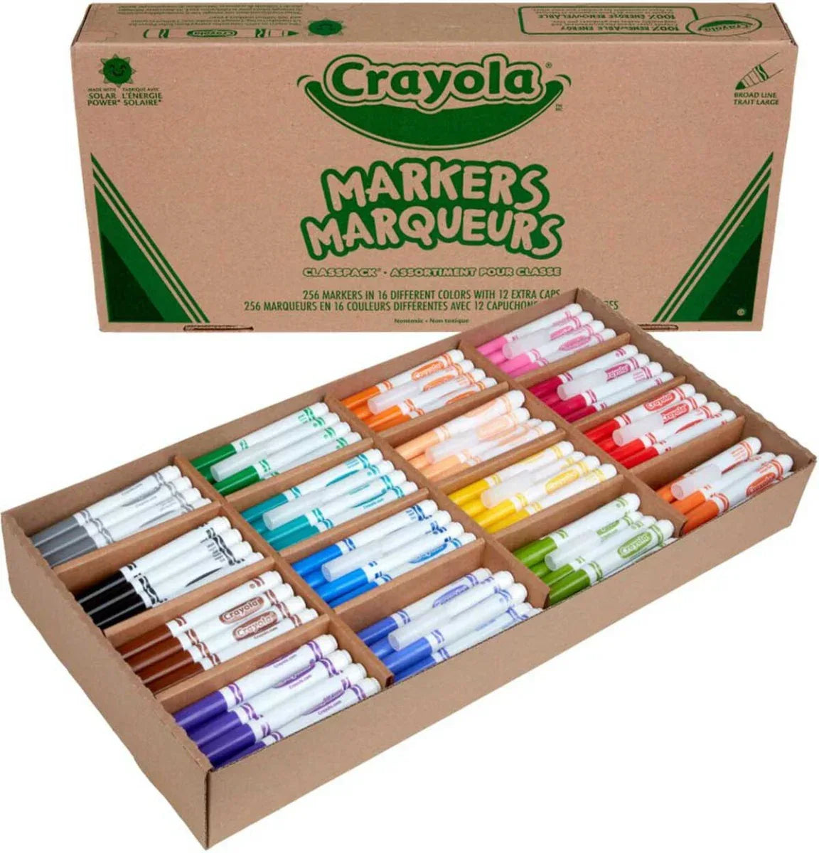 Crayola Classpack Assortment, 256ct Broad Line Markers, 16 Bold Colors ...