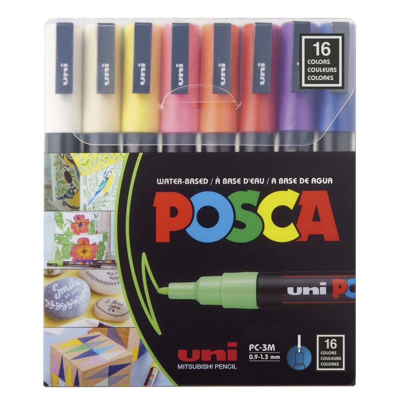 uni® POSCA PC-3M Water-Based Paint Markers, Reversible Fine Tip (0.9-1 ...