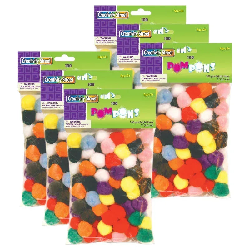 Pom Pons, Bright Hues Assortment, 1", 100 Per Pack, 6 Packs – Gramco ...