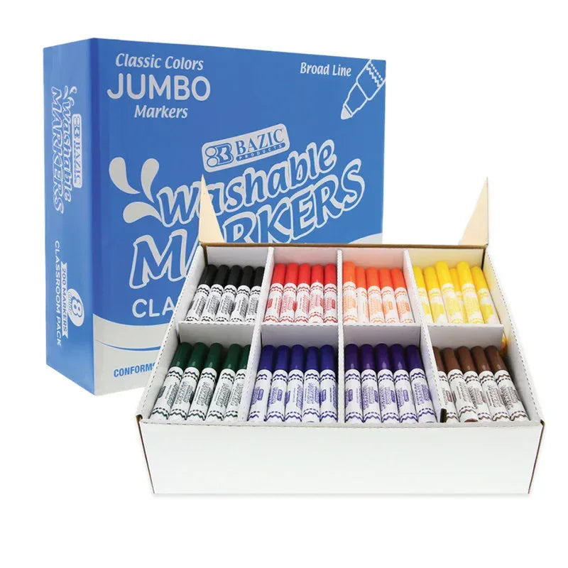 Washable Markers, Jumbo Classroom Pack, 200 Count, 8 Colors – Gramco ...